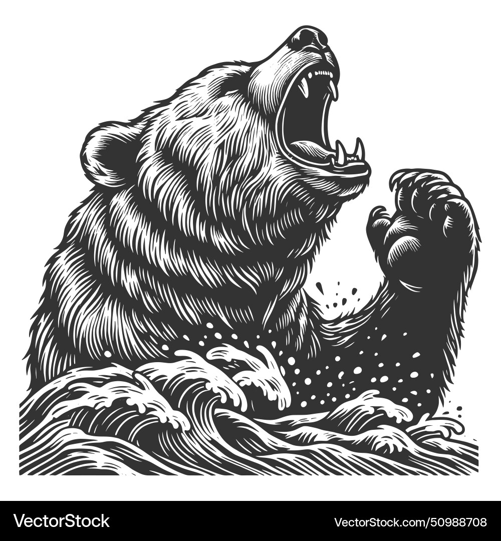 Ferocious bear roaring Royalty Free Vector Image