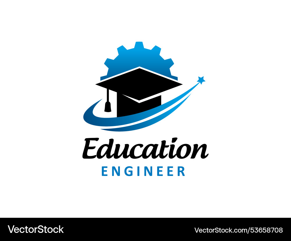 Graduation hat and gear technology logo symbol Vector Image