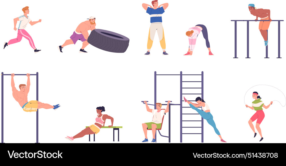 People street workout athletes exercise outdoor Vector Image
