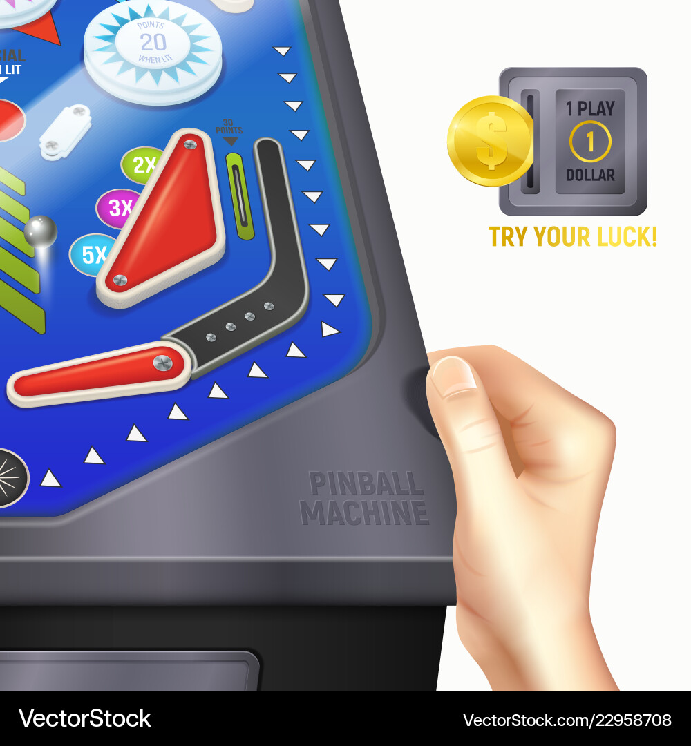 Pinball desk composition Royalty Free Vector Image