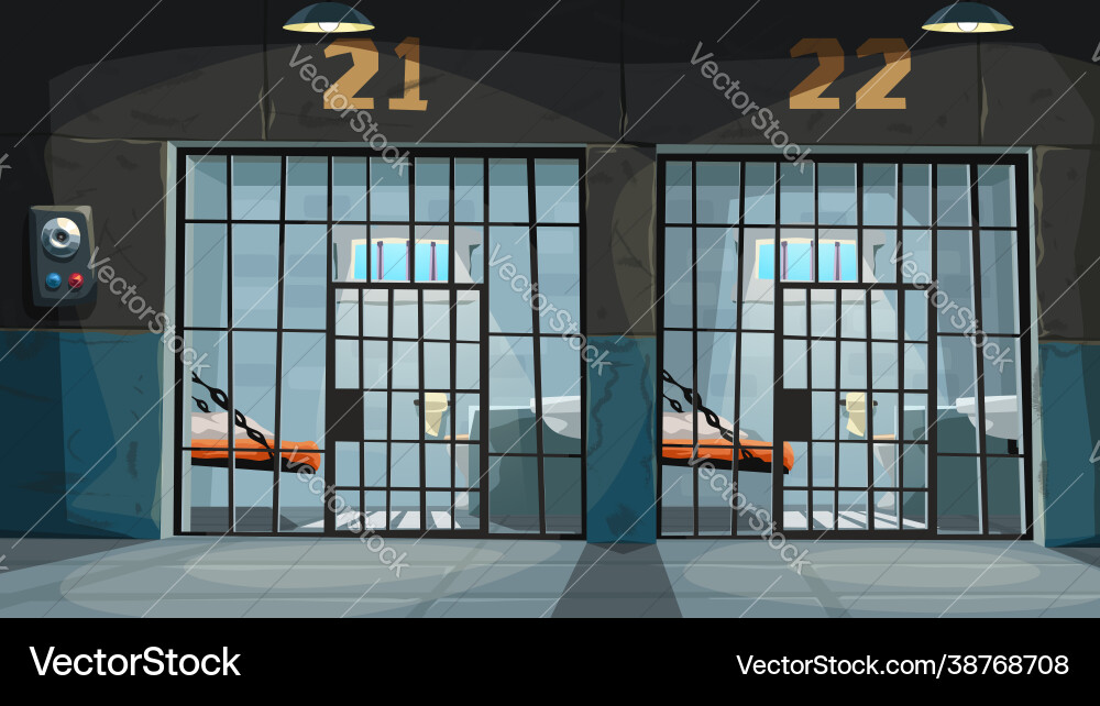 Prison Cells Through Metal Bars Royalty Free Vector Image