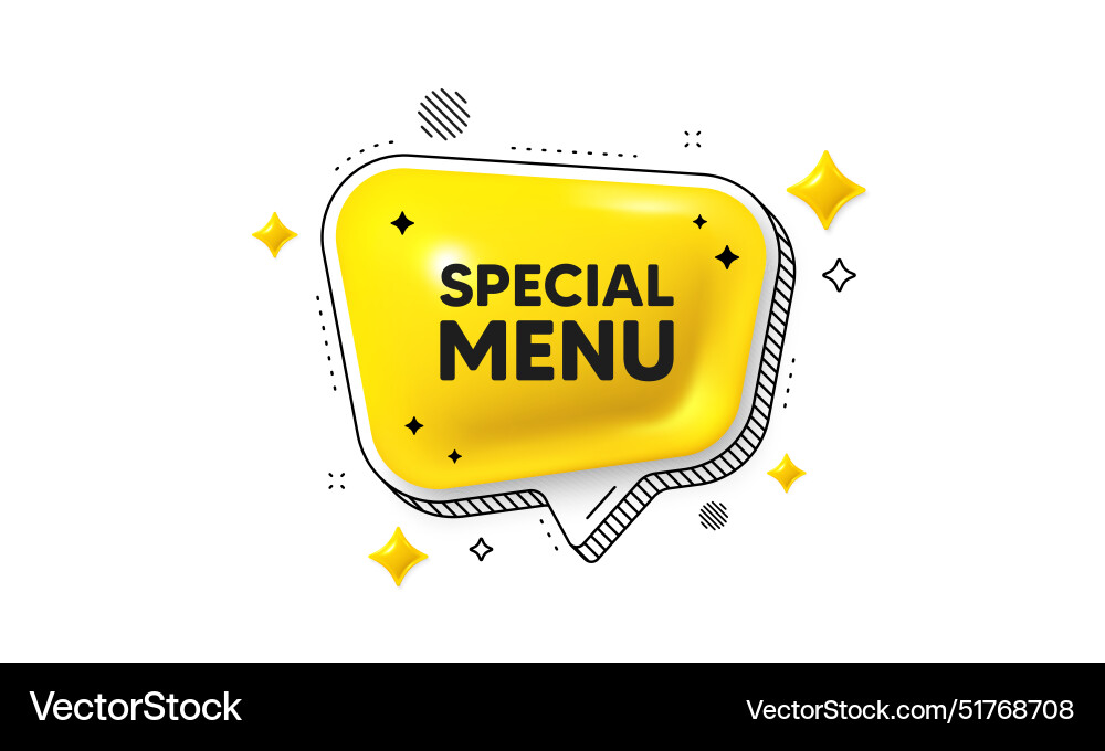 Special menu tag kitchen food offer chat speech Vector Image