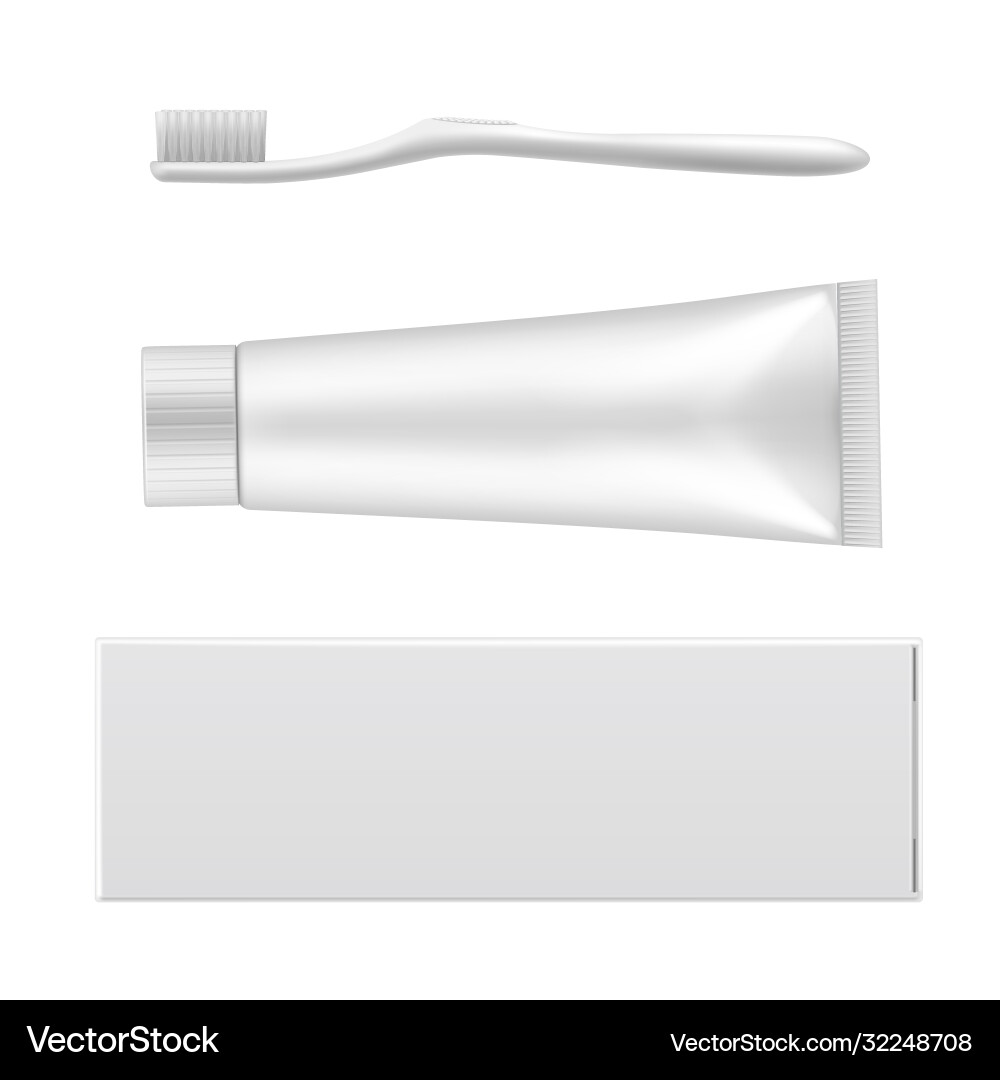 Toothpaste empty mockup and dental toothbrush Vector Image