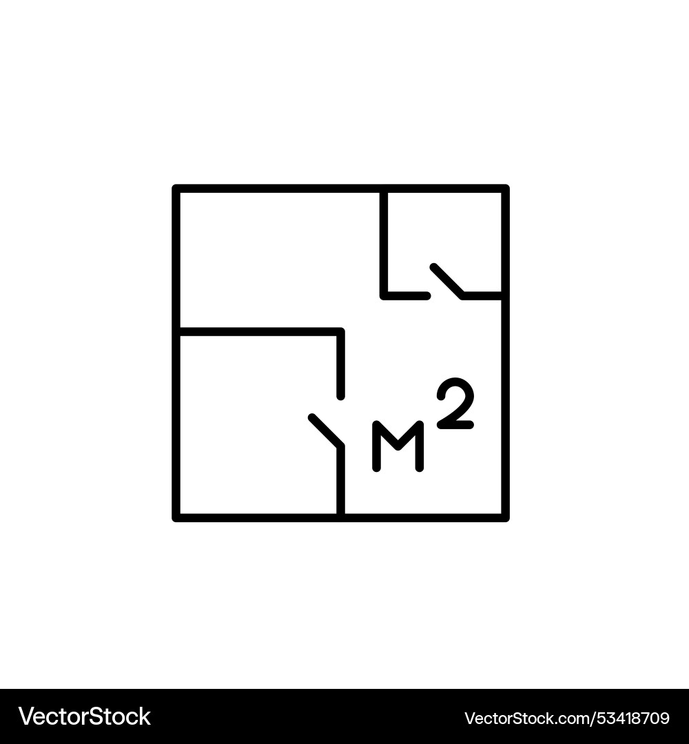 Apartment plan with square meters dimension sign Vector Image