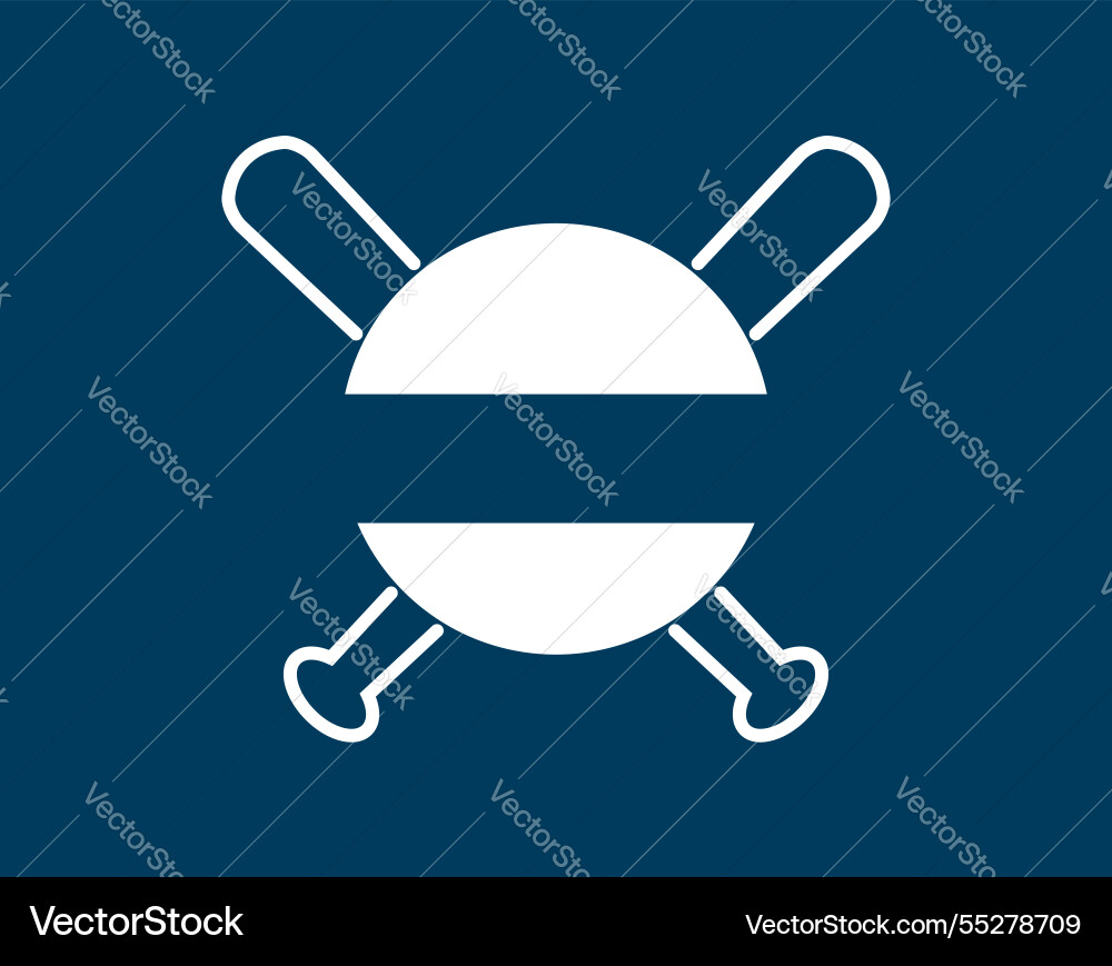 Crossed baseball bats and ball logo Royalty Free Vector