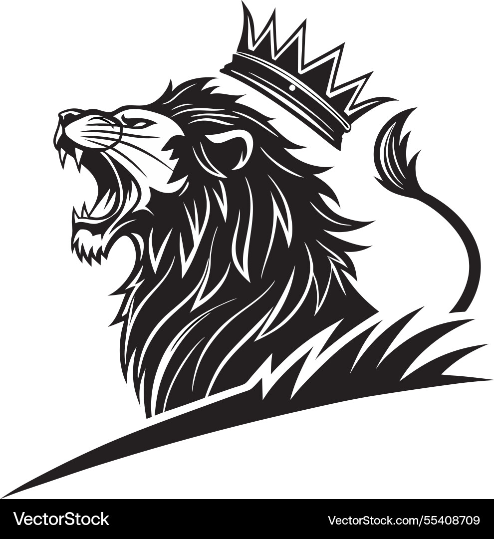 Lion head label emblem roaring king image – Royalty-Free Vector ...
