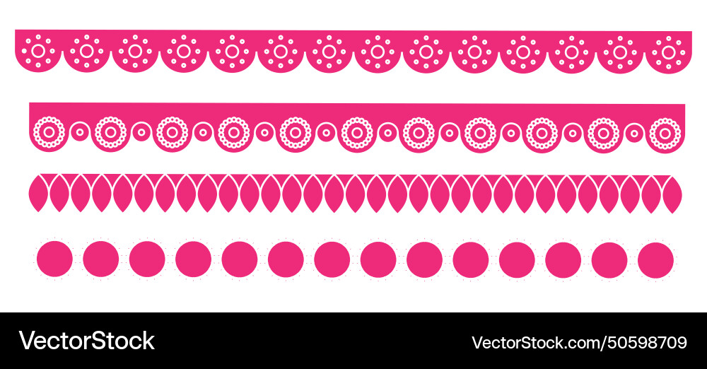 Outline silhouette scalloped border collection Vector Image