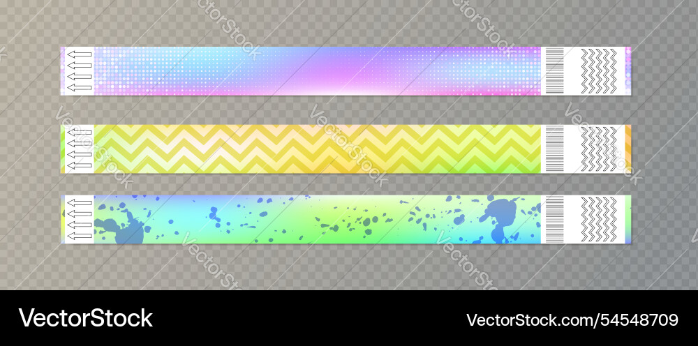 Paper wristbands with holographic foil surface Vector Image