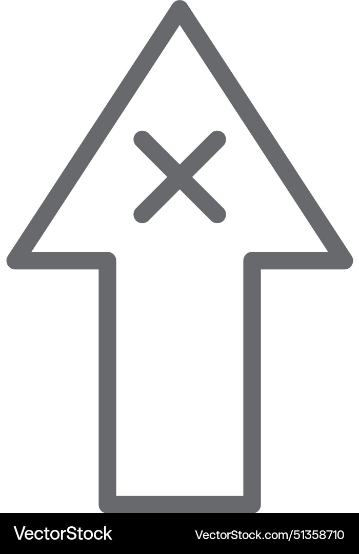 Arrow with x cancel line icon Royalty Free Vector Image