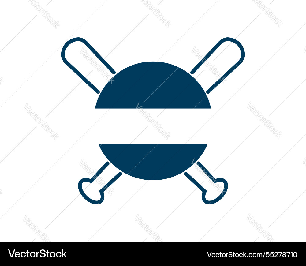 Crossed baseball bats and ball logo Royalty Free Vector