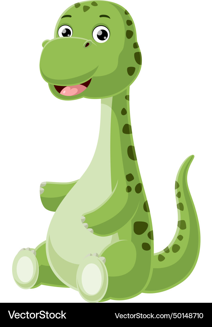 Cute baby brontosaurus dinosaur cartoon sitting Vector Image