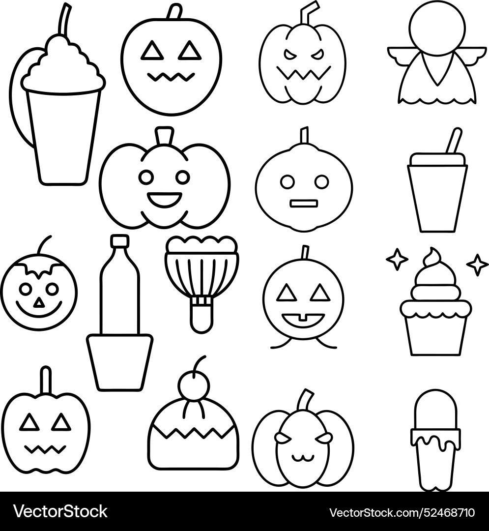 Happy halloween line and outline art Royalty Free Vector