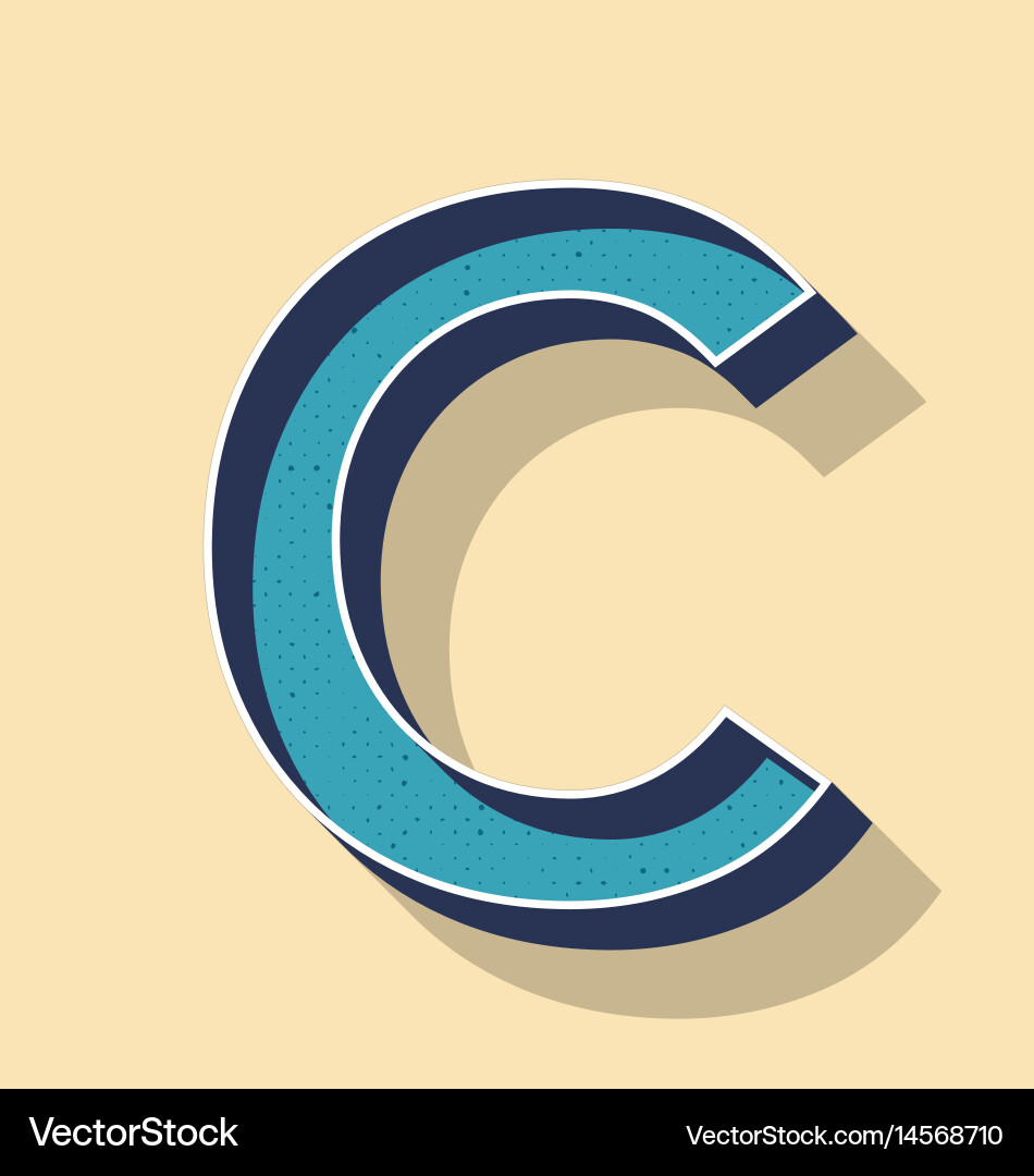 Letter c retro text style fonts concept Royalty Free Vector