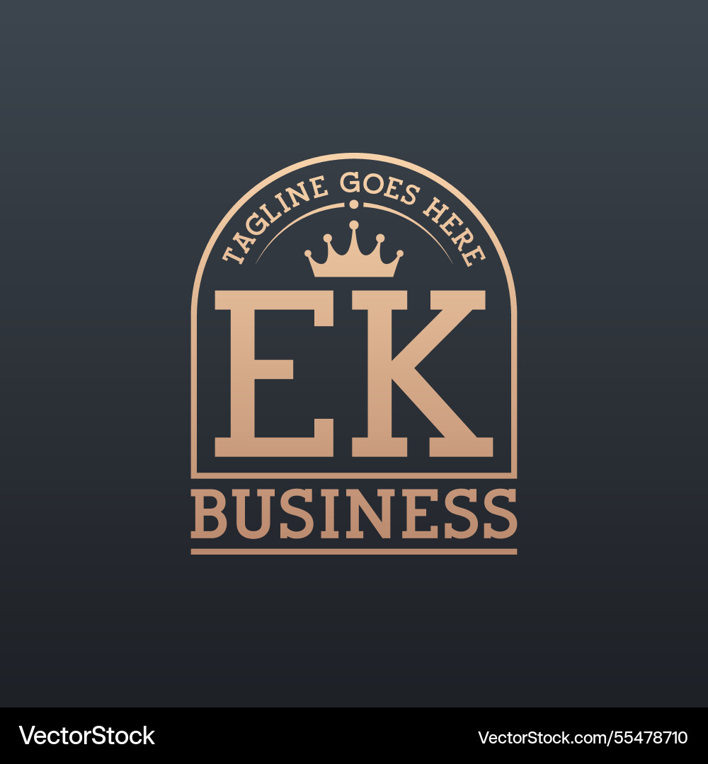 Luxury ek logo with crown elegant letter Vector Image