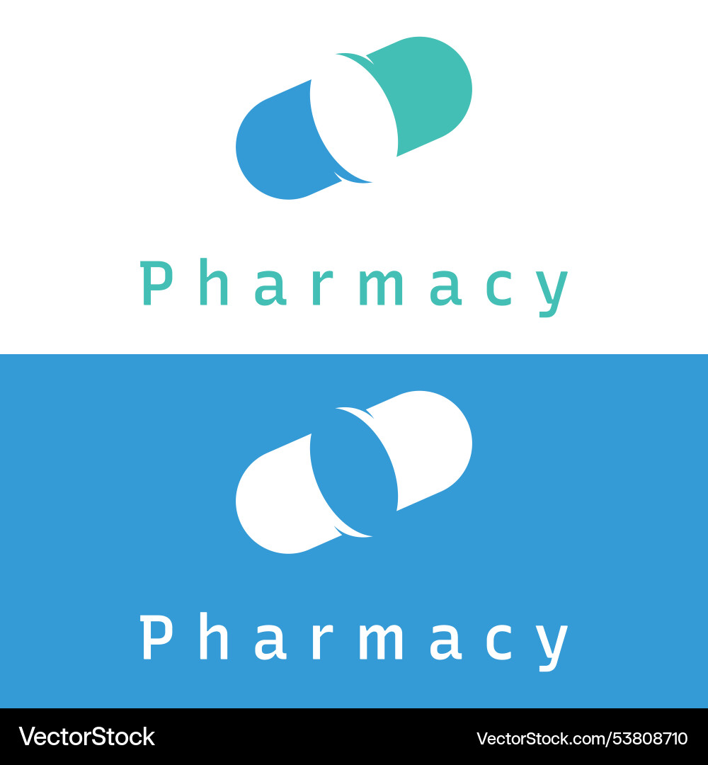 Pharmaceutical capsule medicine logo templatelogo Vector Image