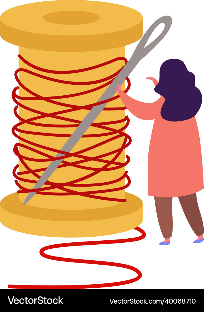 Sewing spool needle composition Royalty Free Vector Image