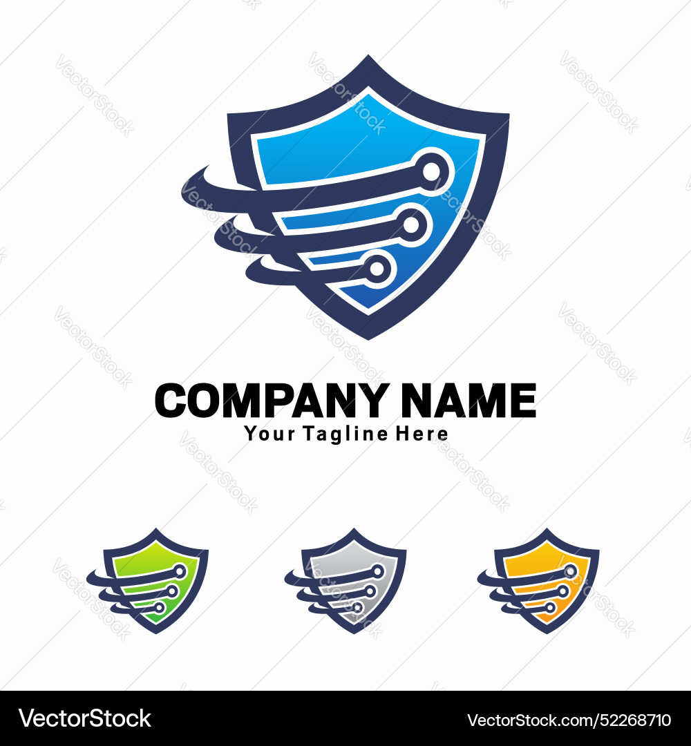 Shield technology logo element design template Vector Image