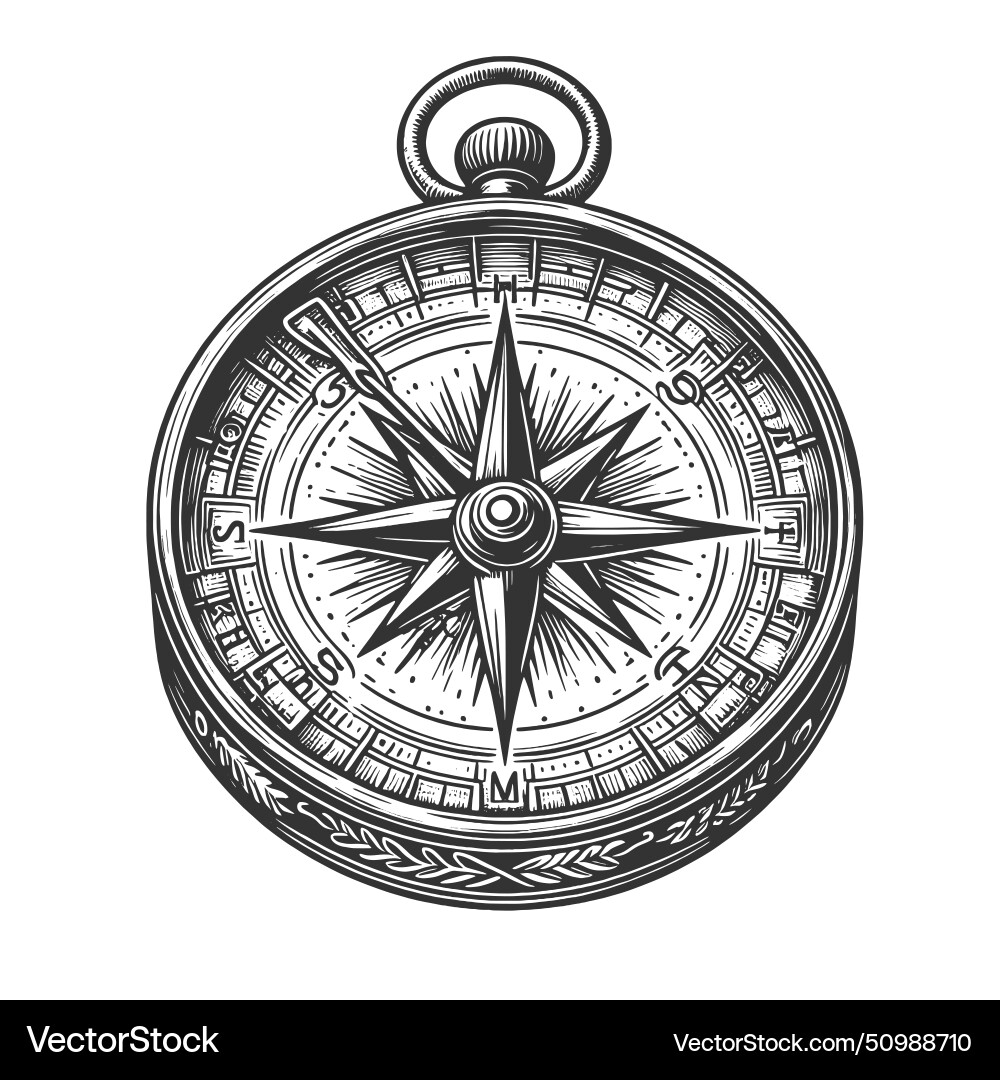 Vintage compass rose engraving Royalty Free Vector Image