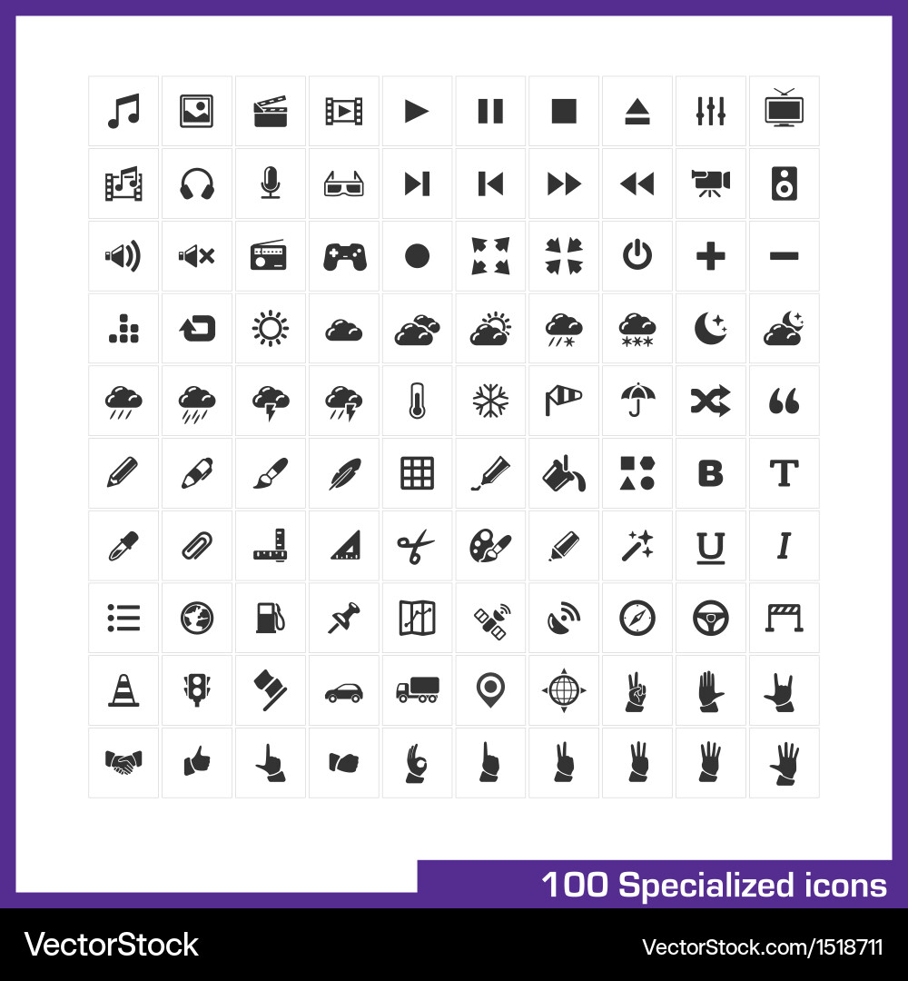 100 specialized icons set Royalty Free Vector Image