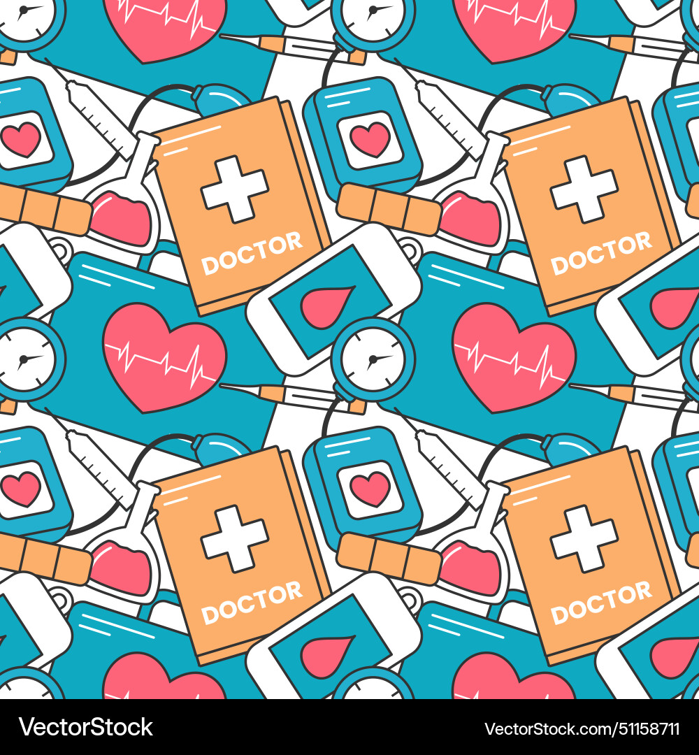 Doctors seamless pattern design with medical Vector Image