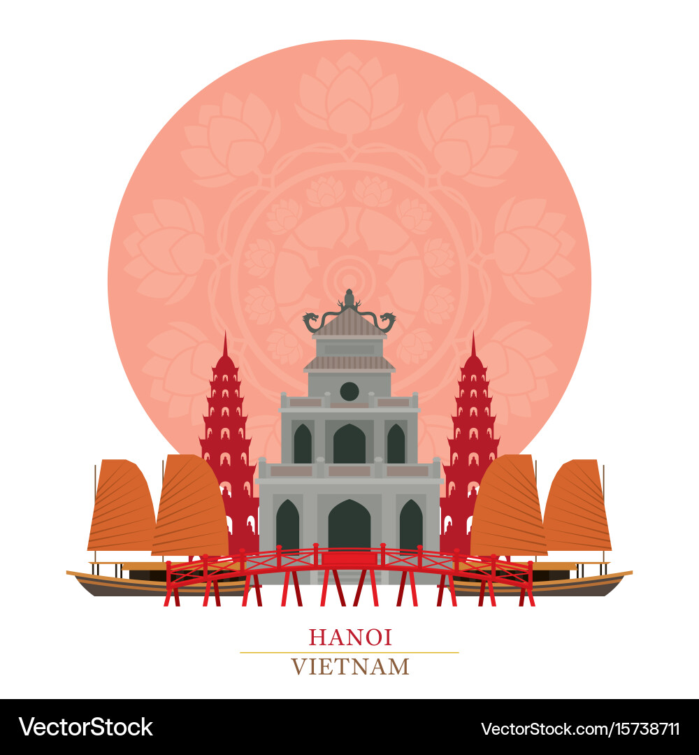 Hanoi vietnam with decoration background Vector Image