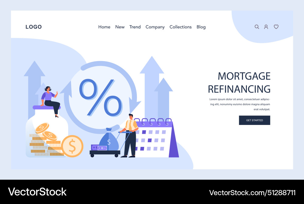 Mortgage refinancing concept flat Royalty Free Vector Image