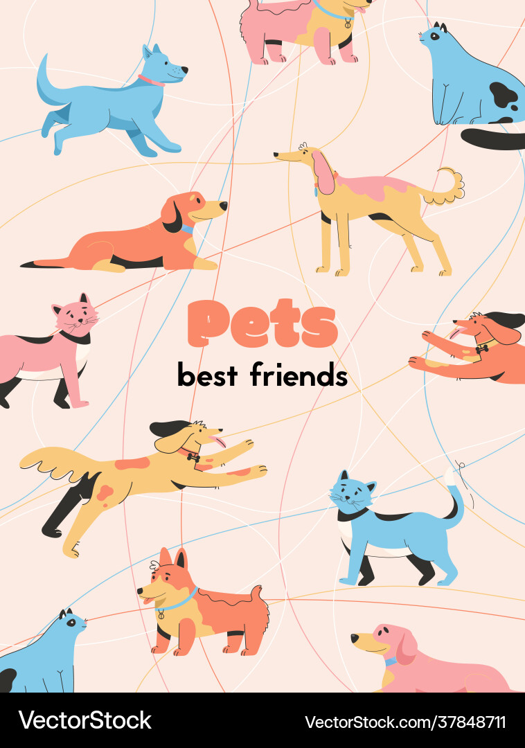 Poster pets is best friends concept Royalty Free Vector