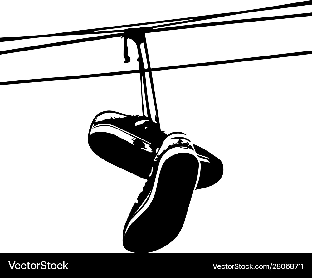Shoe tossing sneakers on power lines Royalty Free Vector