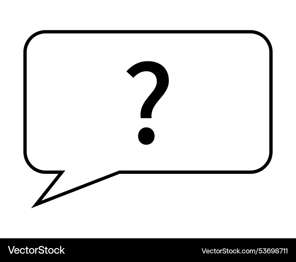 Simple black and white speech bubble with question