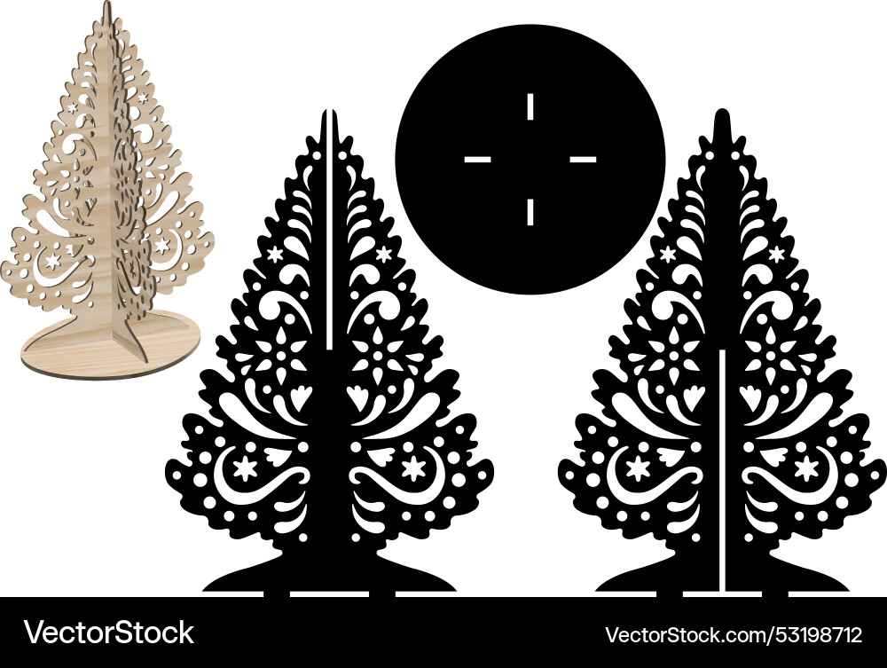 3d christmas tree laser cut file template Vector Image