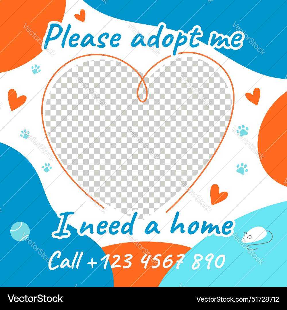 Adopt me square social media post template frame Vector Image