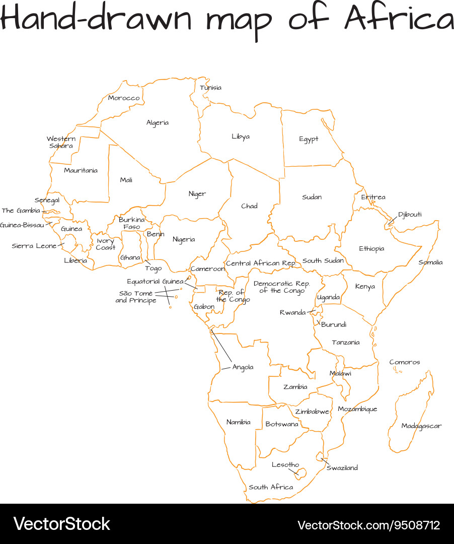 Sketch Map Of Africa South Africa Outline Map Isolated Royalty Free