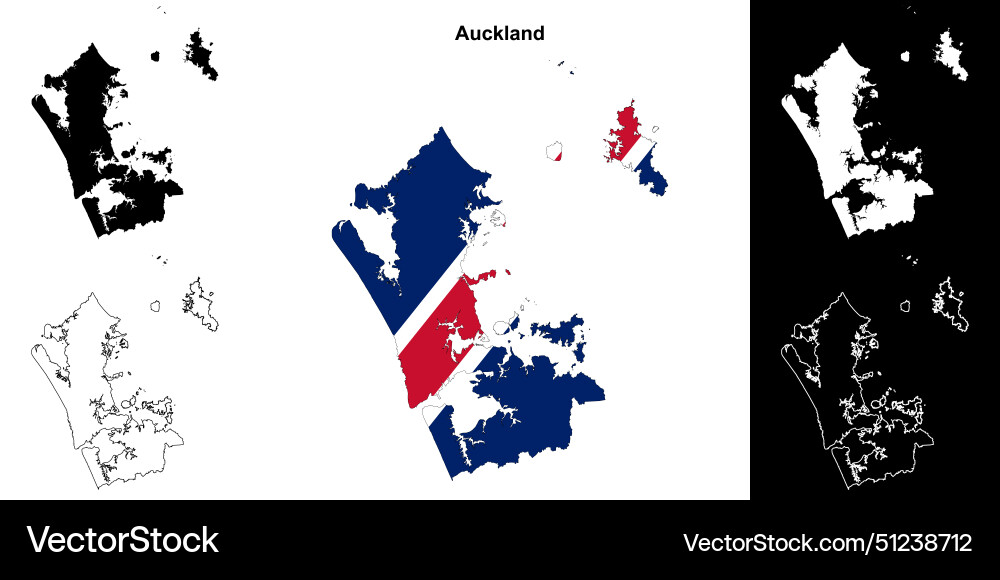 Auckland outline map Royalty Free Vector Image