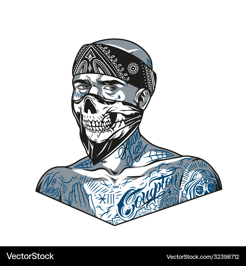 Gangster man with chicano tattoos Royalty Free Vector Image