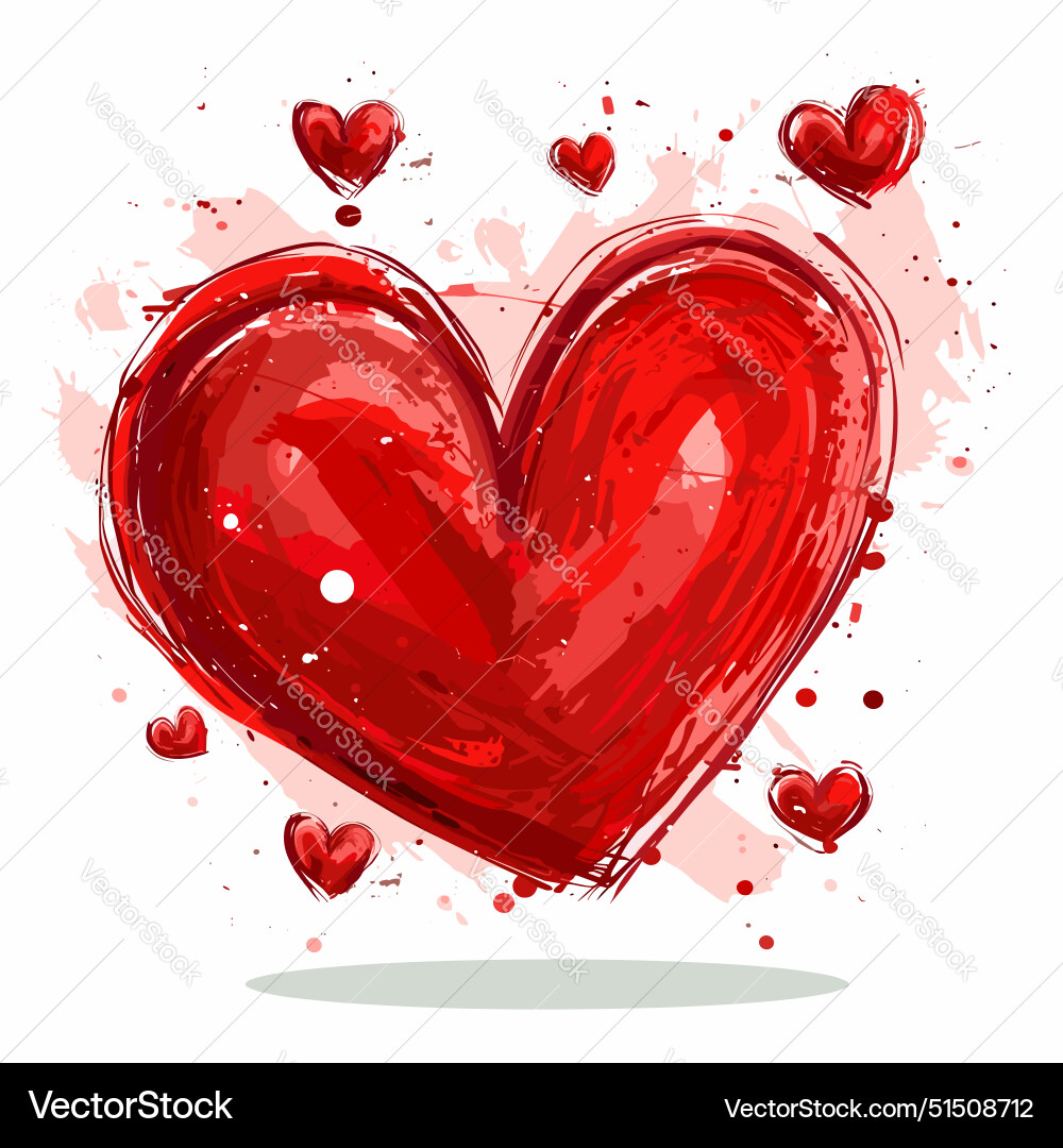 Love red heart on white background Royalty Free Vector Image