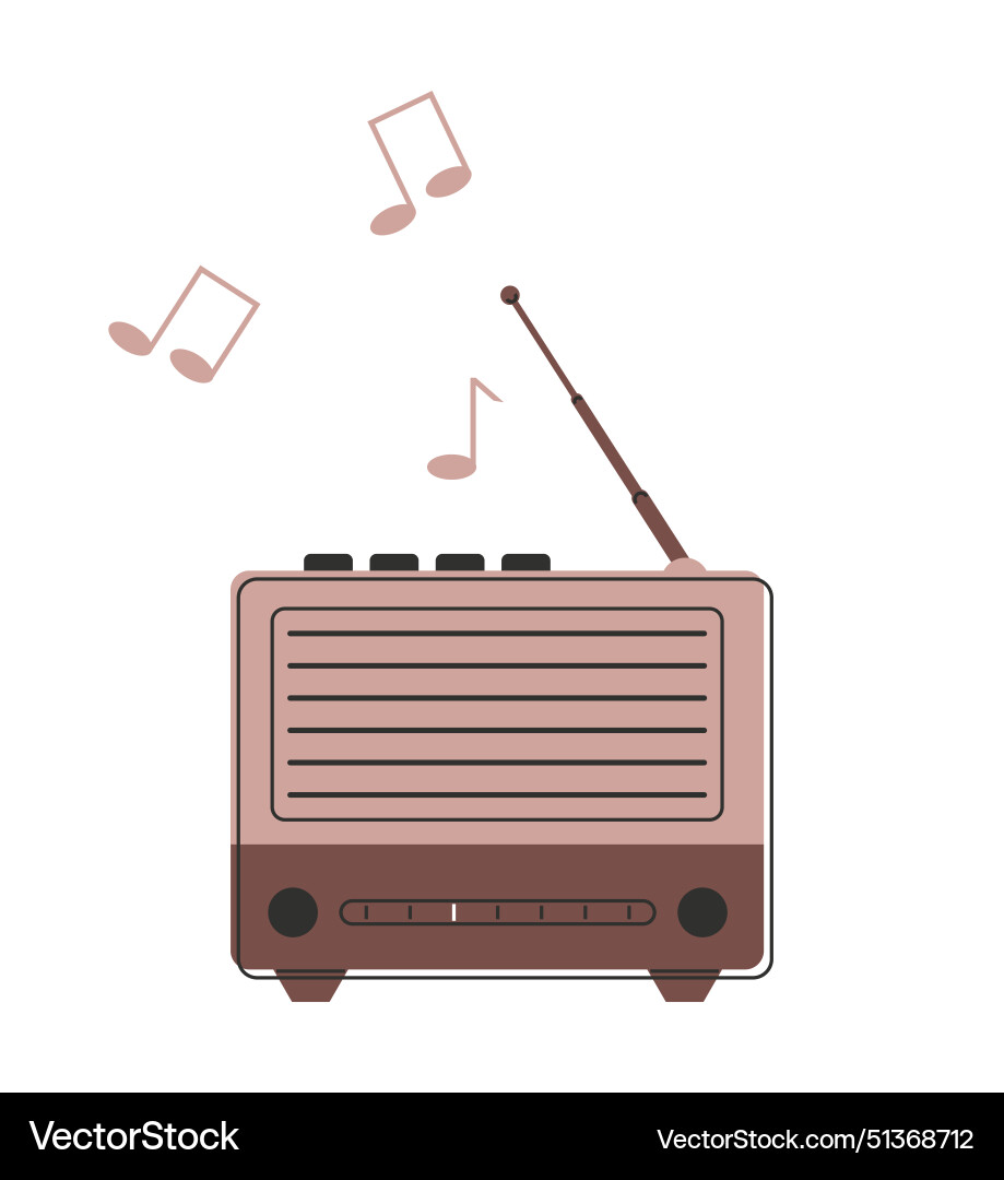 Retro radio with antenna Royalty Free Vector Image