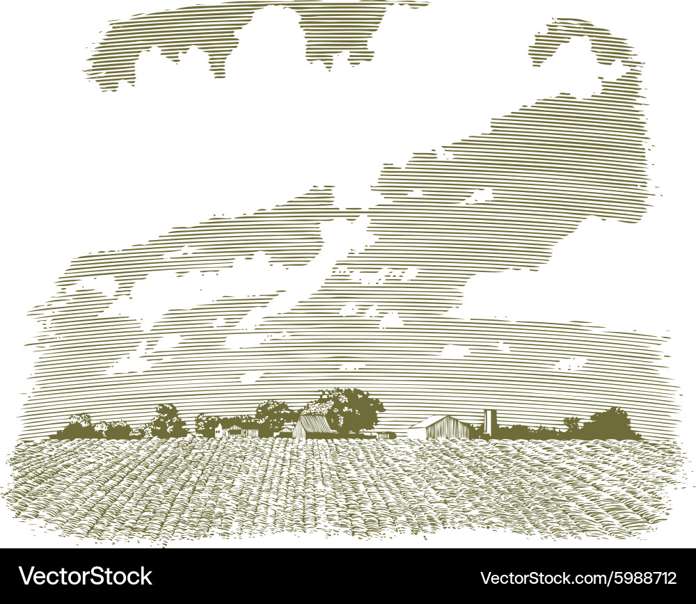 Woodcut kansas farm Royalty Free Vector Image - VectorStock