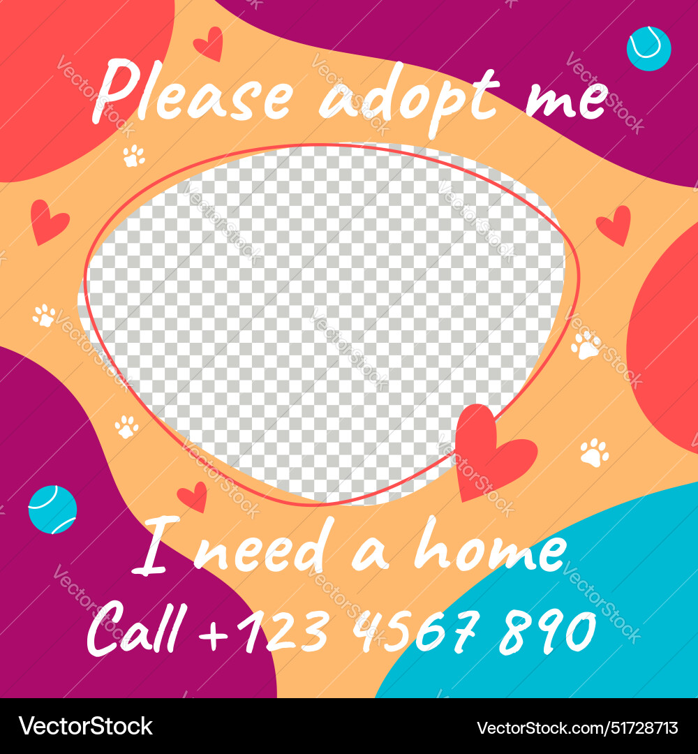 Adopt me square social media post template frame Vector Image
