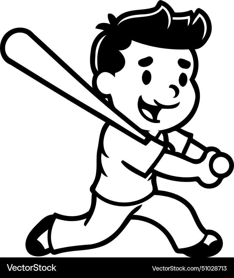 Baseball player cartoon mascot character design Vector Image