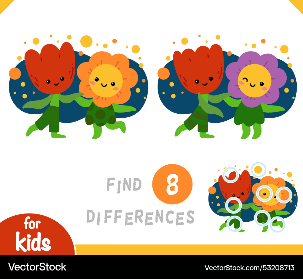 Find differences educational game cartoon Vector Image