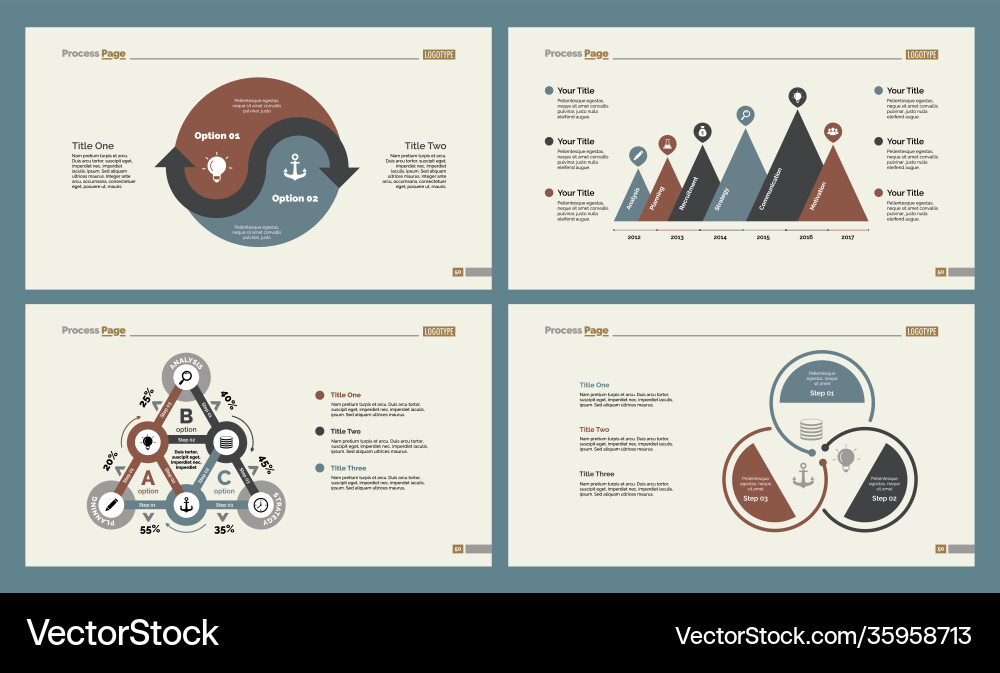 Four research slide templates set Royalty Free Vector Image