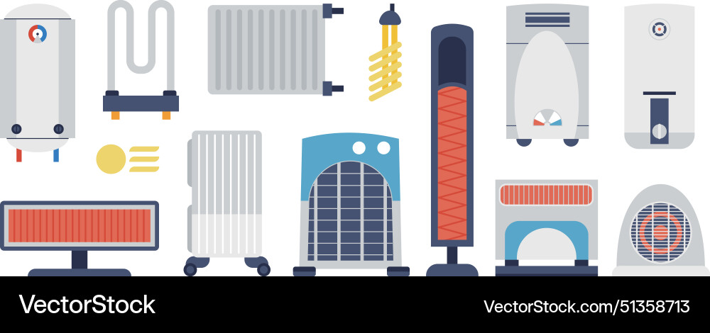 Heating system gas boilers and electric radiators Vector Image