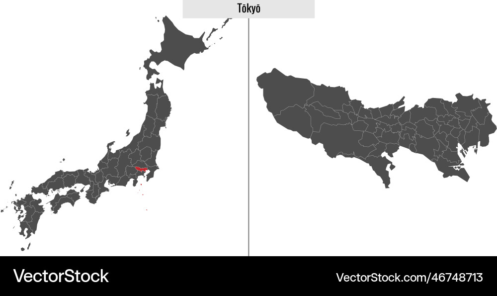 Map of tokyo prefecture japan Royalty Free Vector Image