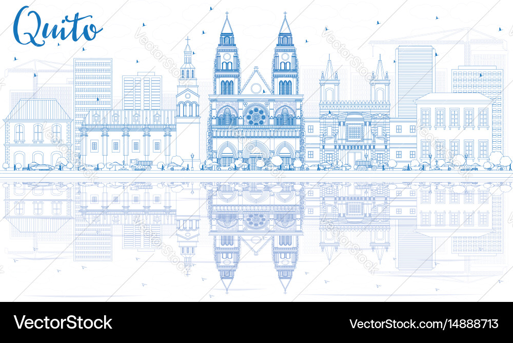Outline quito skyline with blue buildings Vector Image