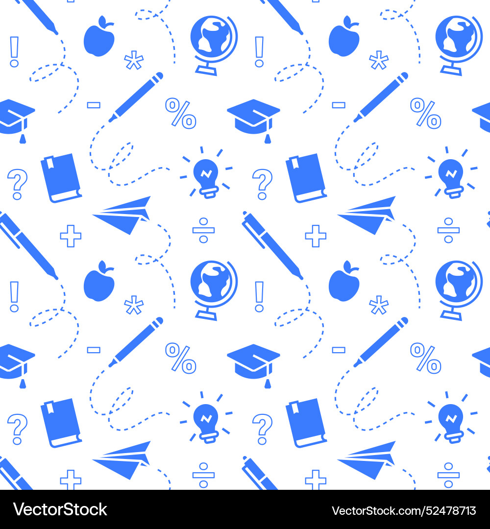 School seamless pattern with one color elements Vector Image