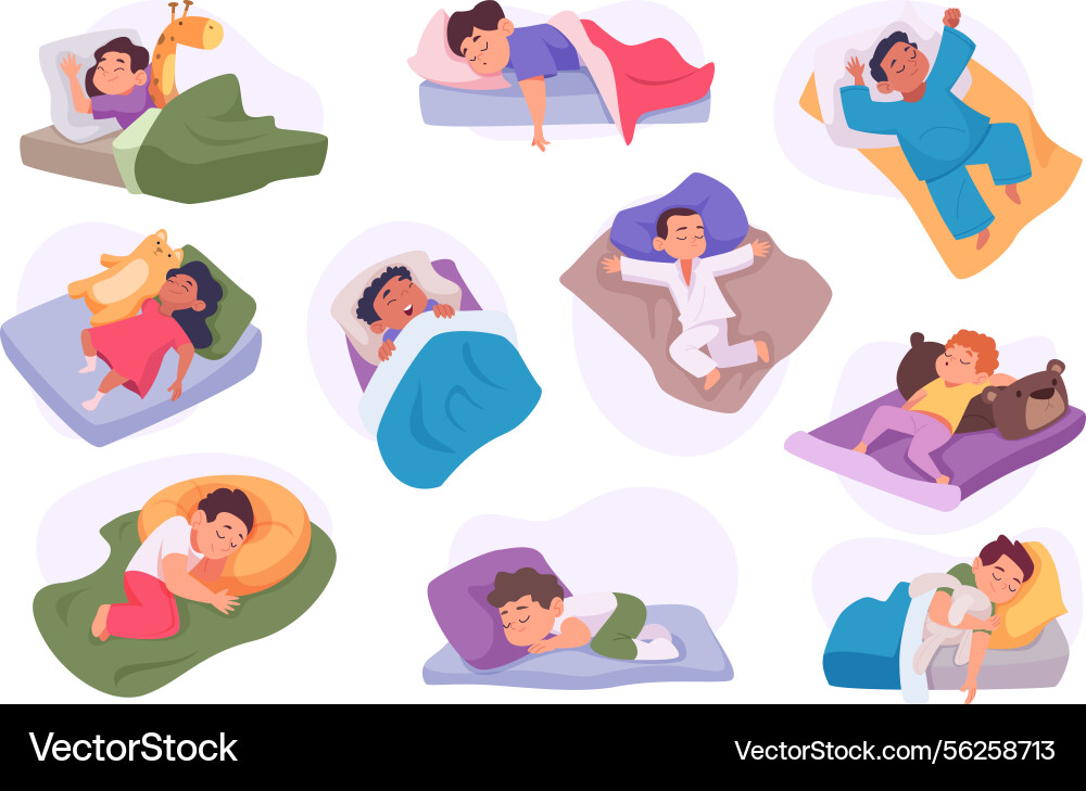 Sleeping kids peacefully adorable Royalty Free Vector Image
