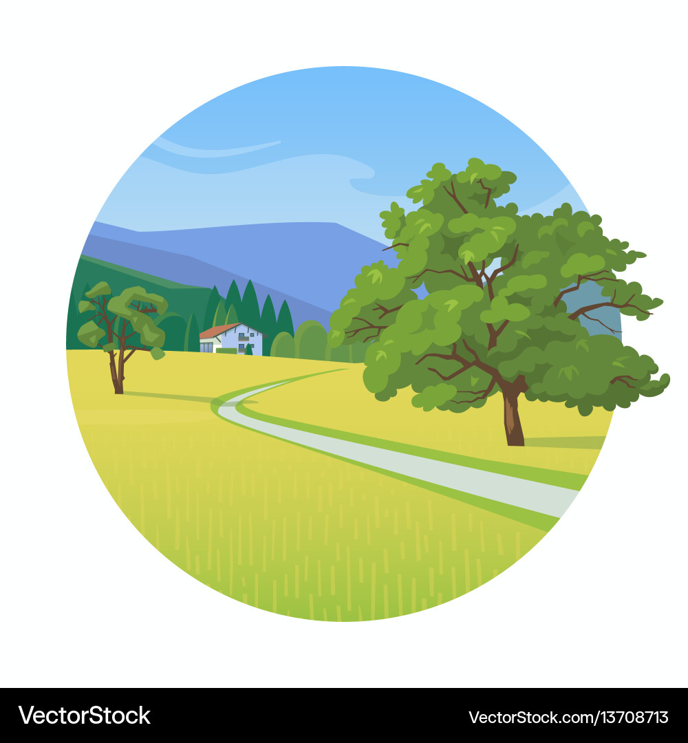 Summer landscape with road Royalty Free Vector Image