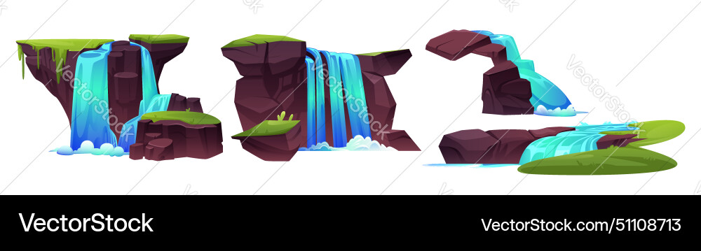 Waterfall cascade with river stream cartoon icon Vector Image