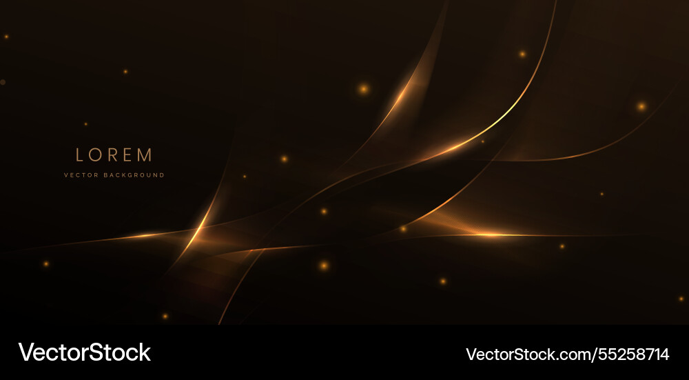 Abstract glowing gold wave lines on dark Vector Image Abstract glowing gold wave lines on dark Vector Image