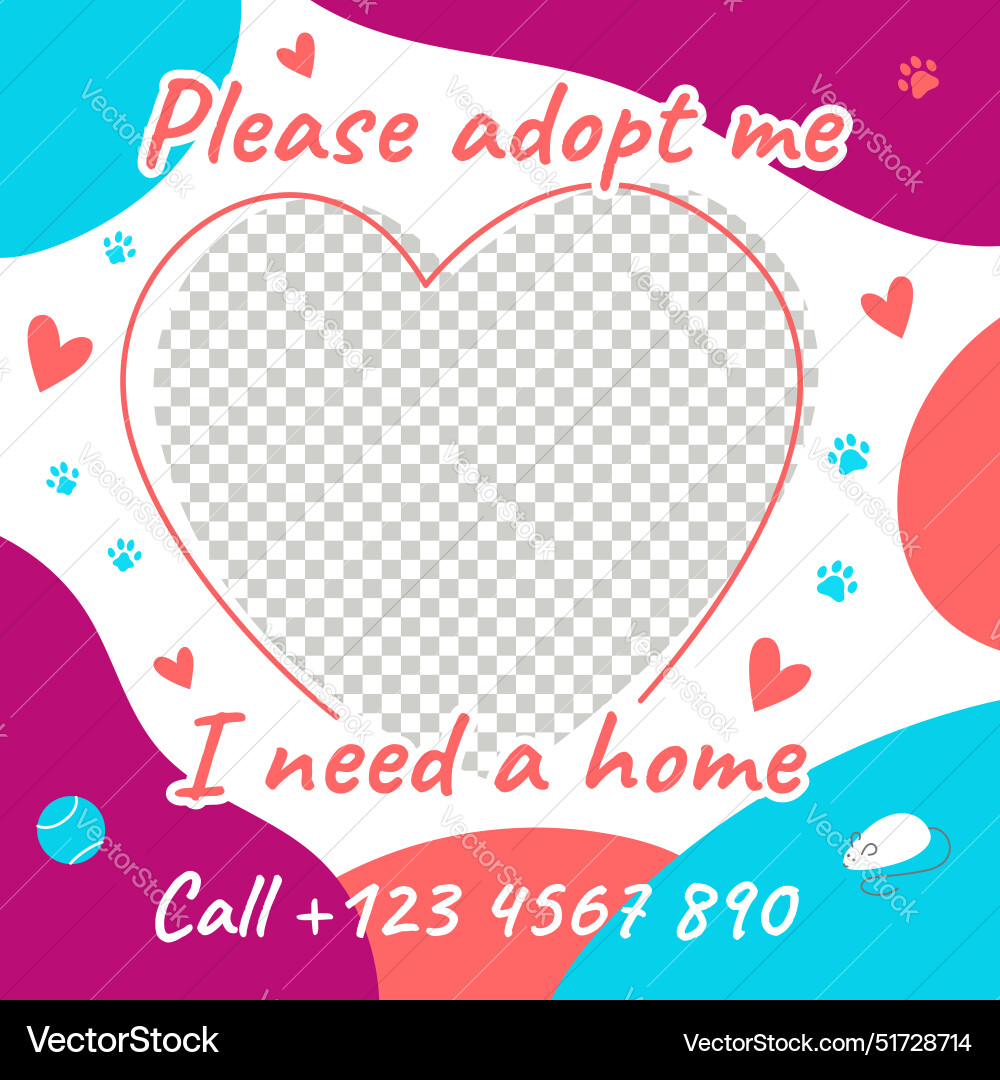 Adopt me square social media post template frame Vector Image